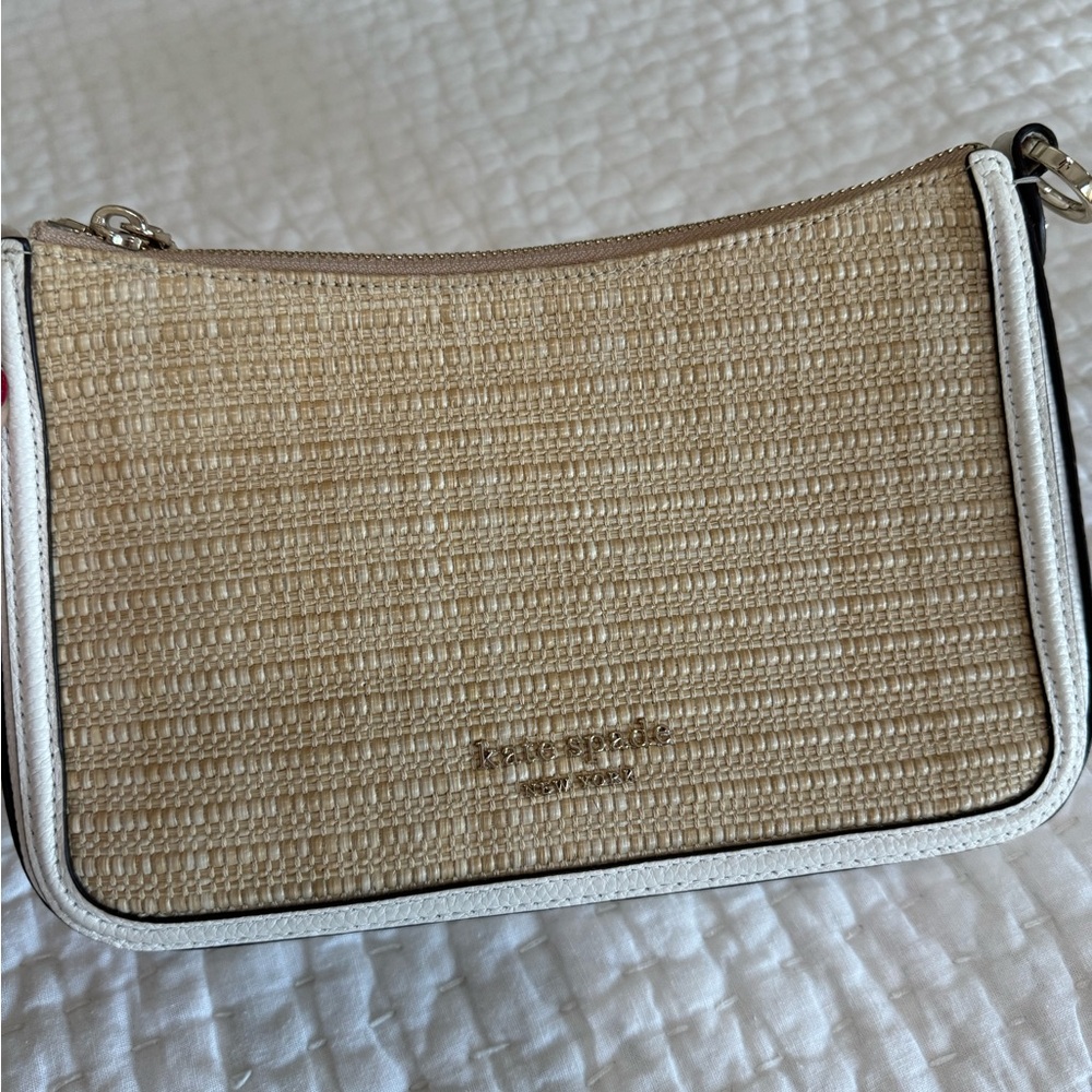 Kate Spade Medium Hudson Woven Straw And Leather Cros… - Gem